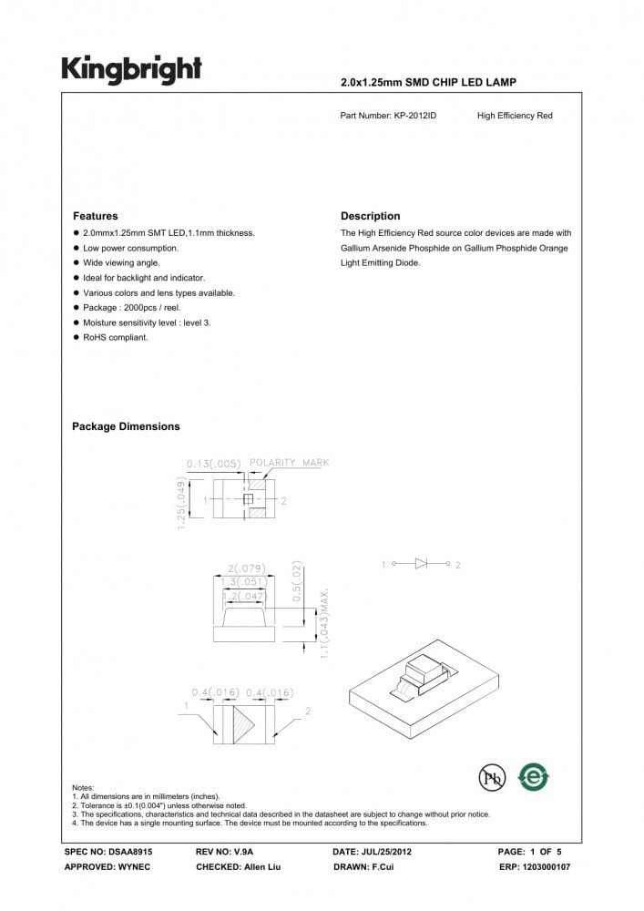 KP-2012ID datasheet page 1
