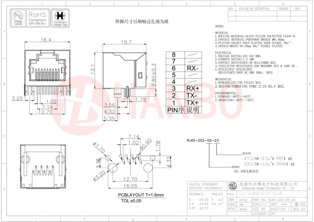 RJ45-202-05-23 technical document preview