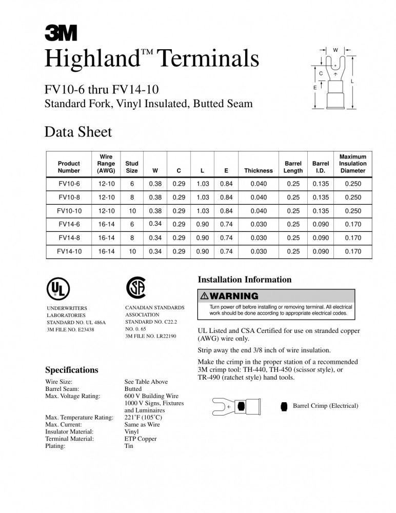 3M Highland FV14-6Q technical document page 1