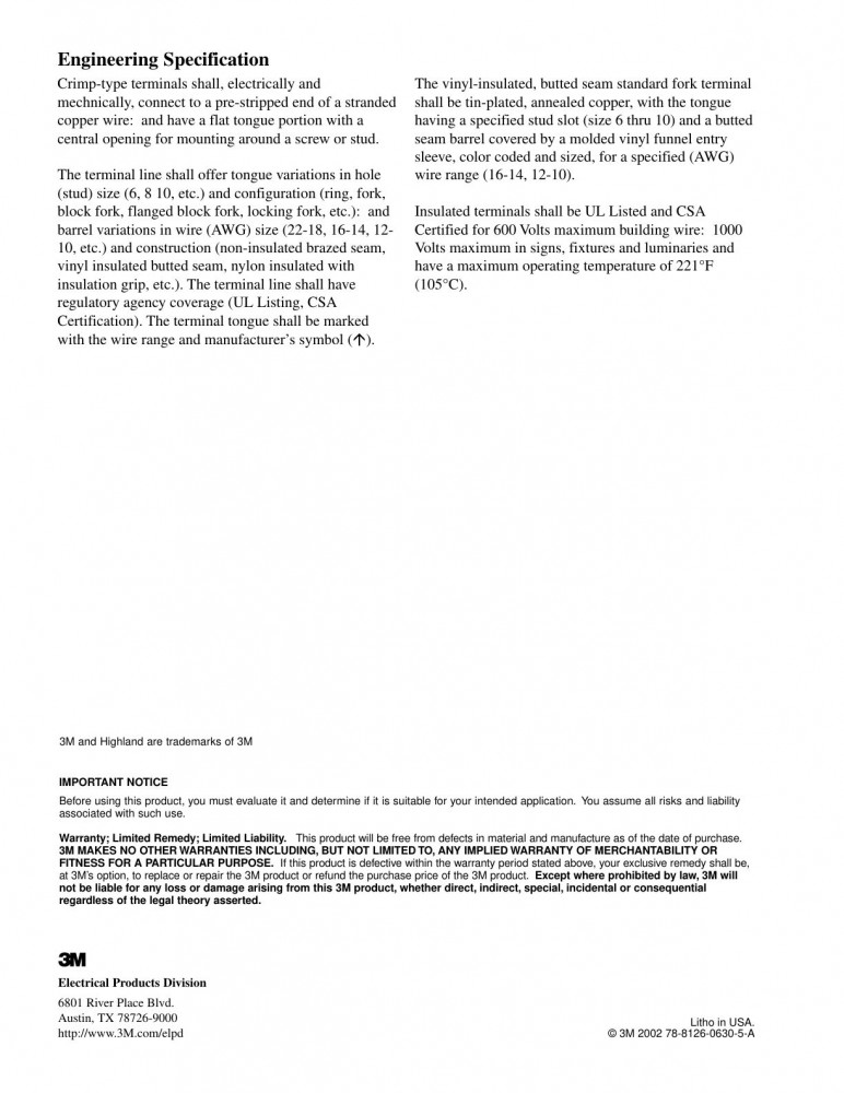 3M Highland FV14-6Q technical document page 2