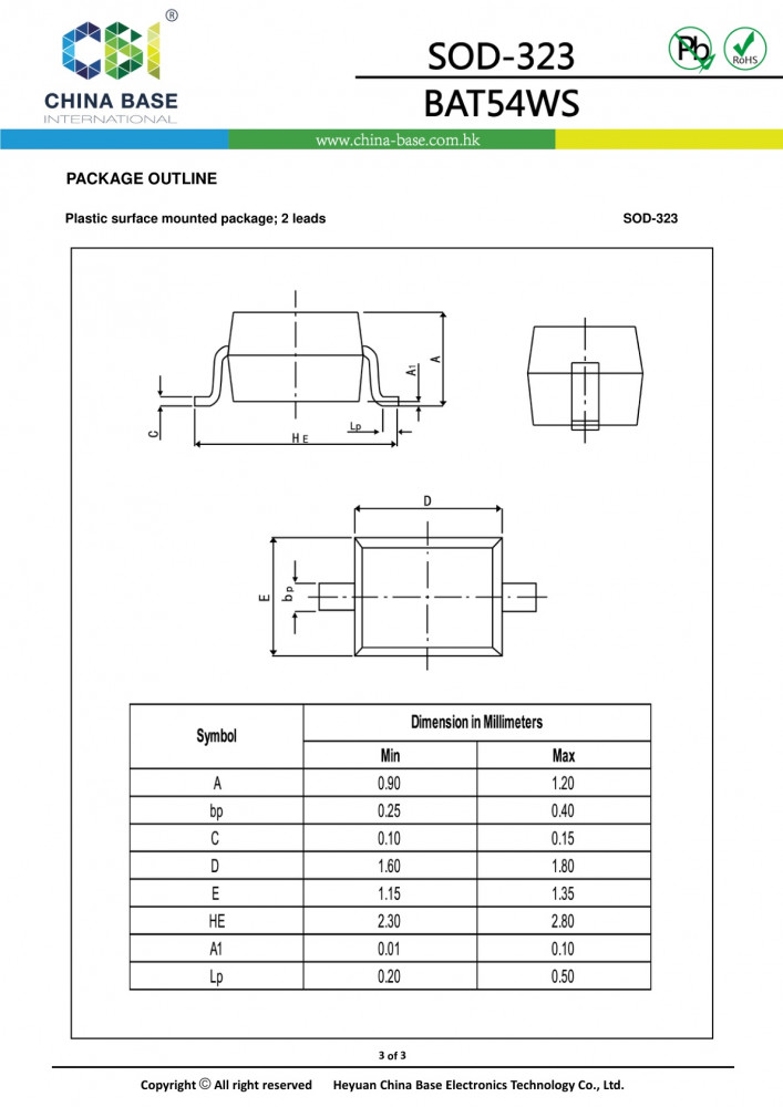 CBI BAT54WS datasheet page 3