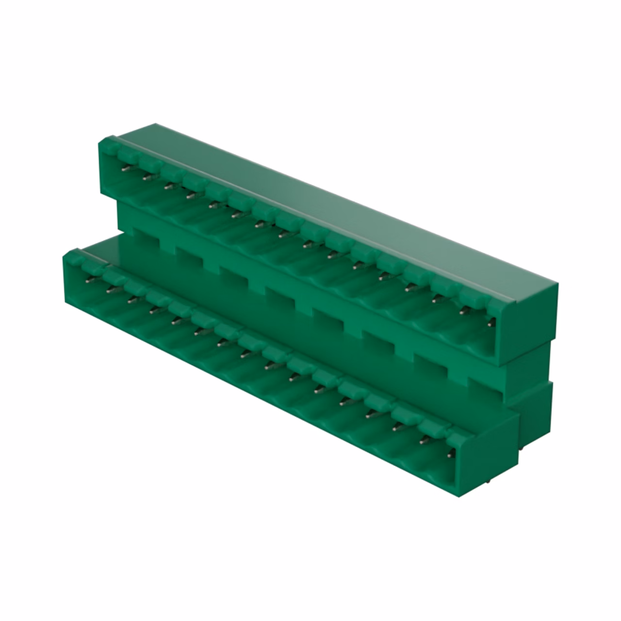 5.00mm Pitch Eurostyle Horizontal Dual Level PCB Header, Closed Ends, Green Housing, 32 Circuits for sale