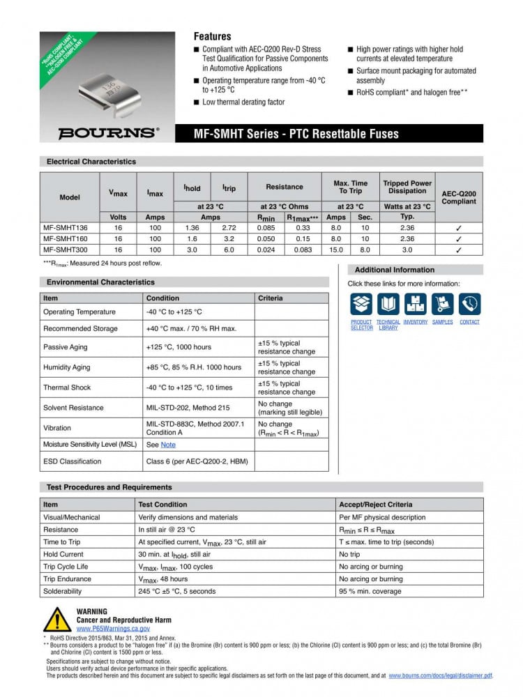 BOURNS MF-SMHT series datasheet page 1