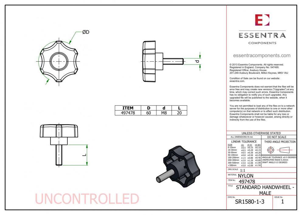Essentra 497478 technical drawing page 1