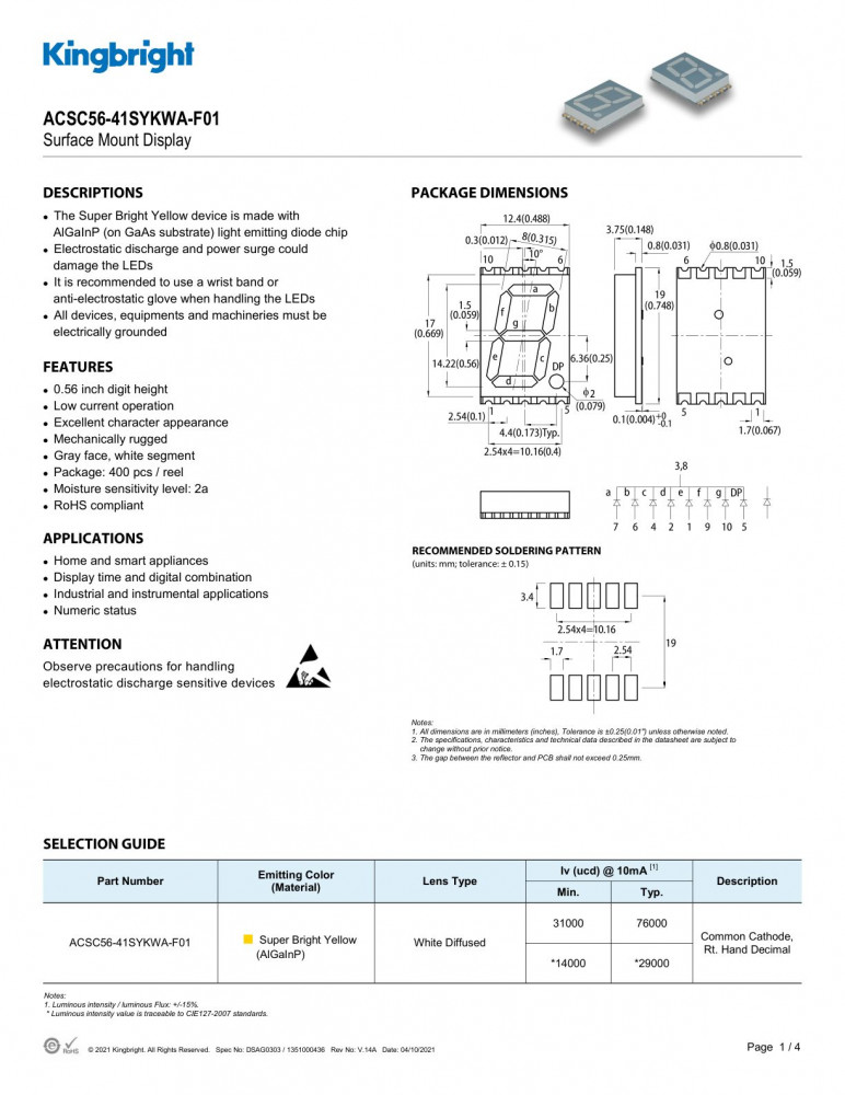 ACSC56-41SYKWA-F01 datasheet page 1