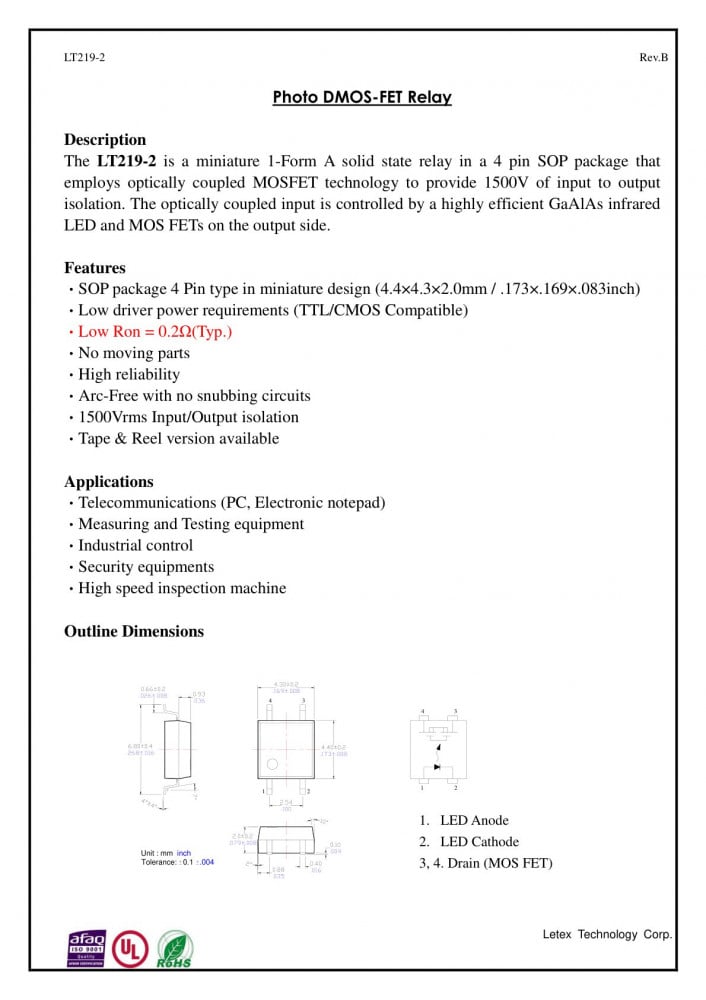 LT219-2 datasheet page 1