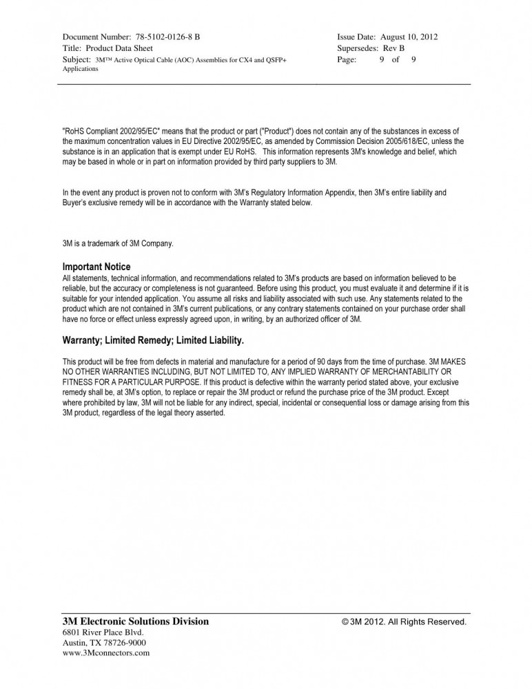 3M AOC datasheet page 10
