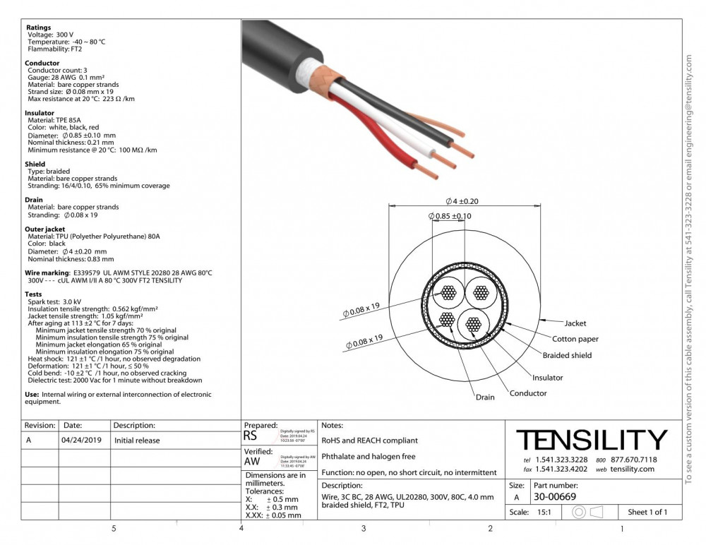 30-00669 product drawing and cable construction documentation