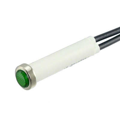 Neon Panel Mount Indicator Green .315″ Flush 125V Wire Leads for sale