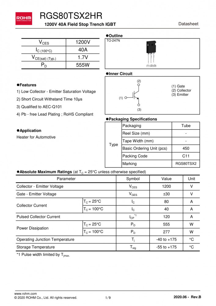 RGS80TSX2HRC11 datasheet page 1