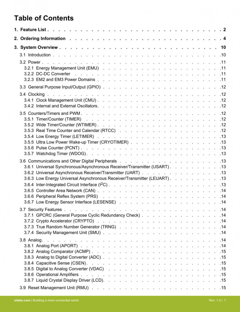 EFM32TG11 datasheet page 7