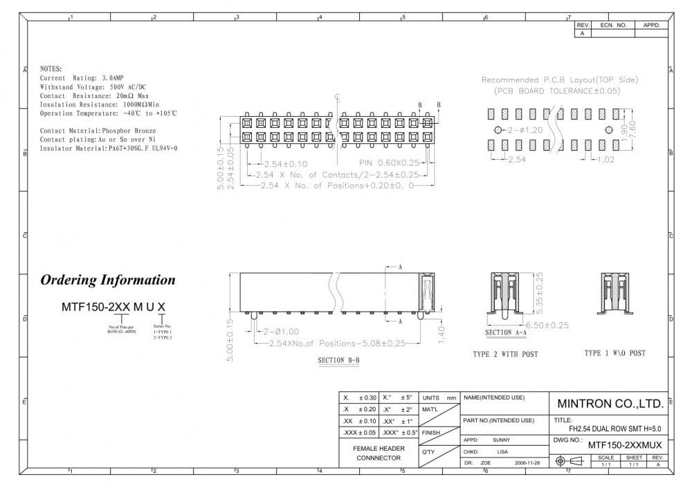 MINTRON MTF150-205MU2 technical drawing