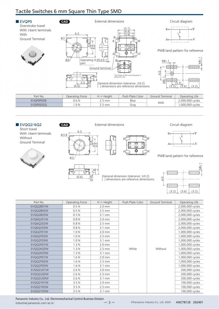 PANASONIC tactile switch catalog page 4