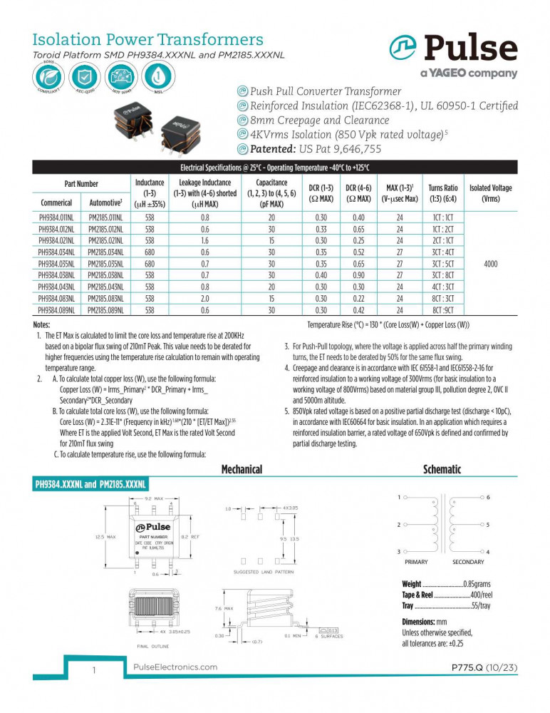 PM2185.035NL technical document page 1