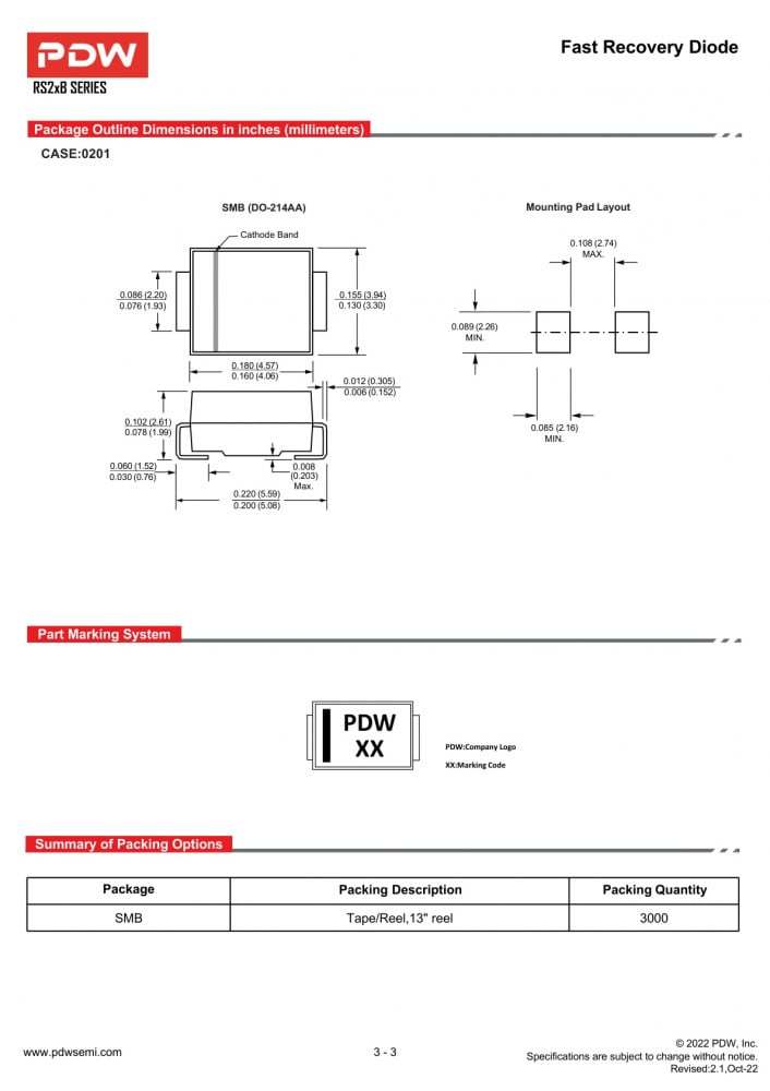 PDW RS2JB datasheet page 3