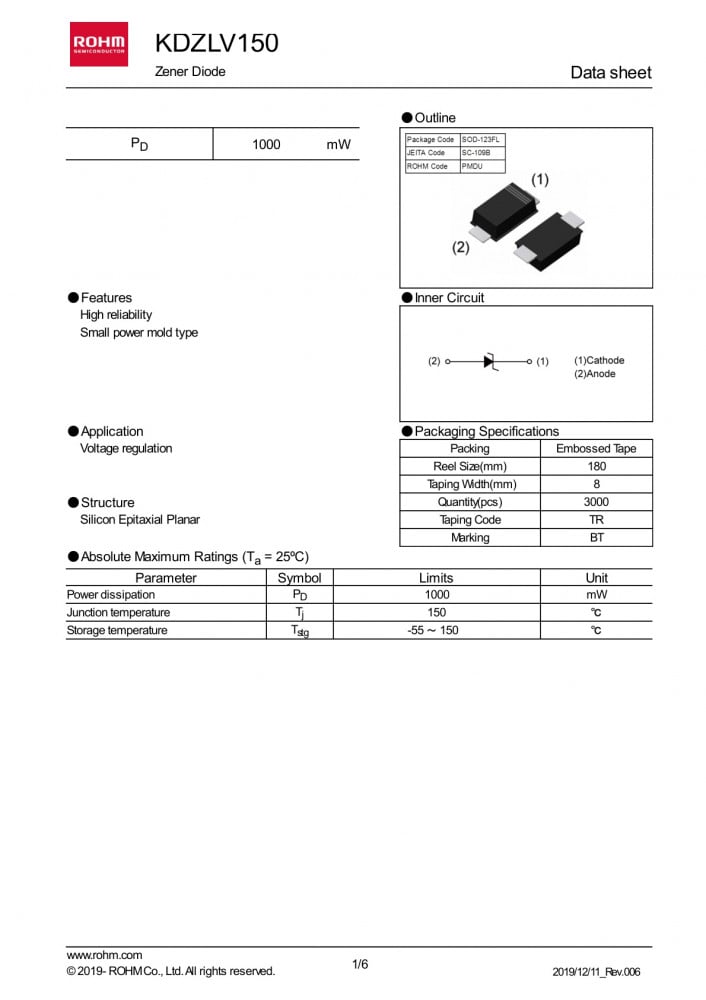 KDZLVTR150 technical document page 1