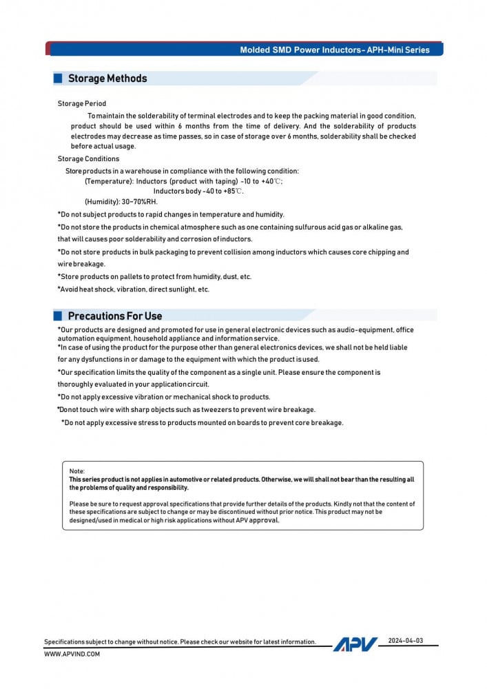 APV APH series datasheet page 7