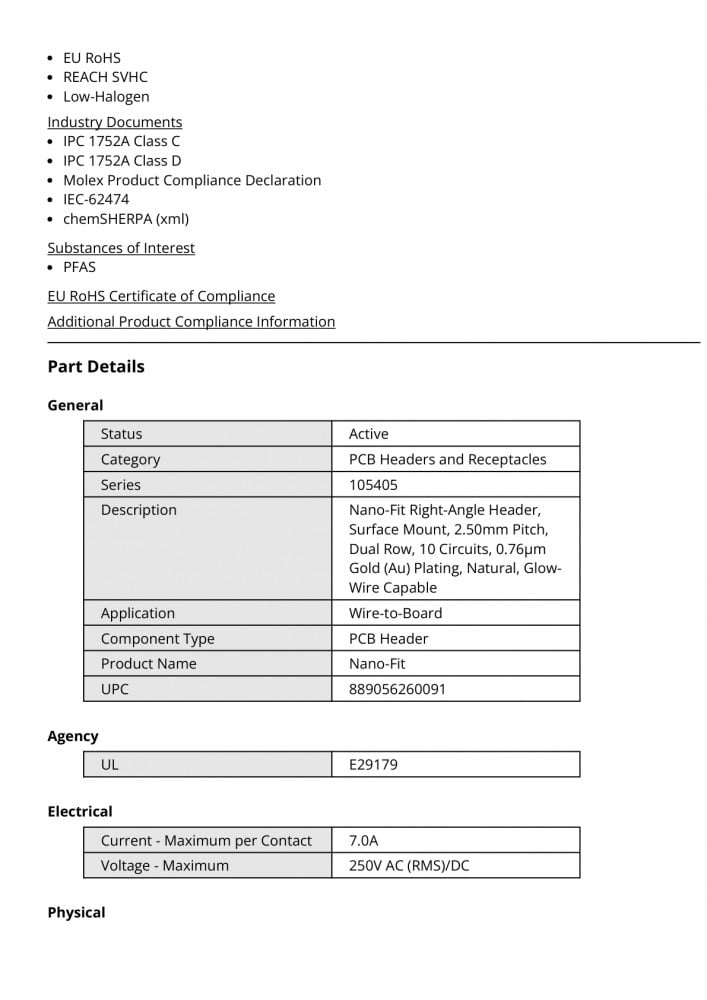 MOLEX Nano-Fit specification page 2