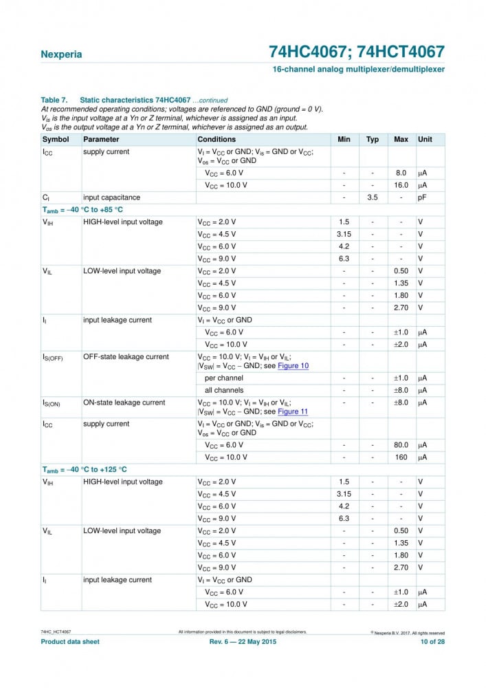 74HC4067 datasheet page 10