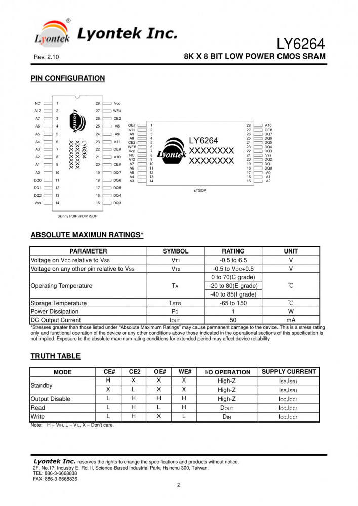 LY6264 datasheet page 3