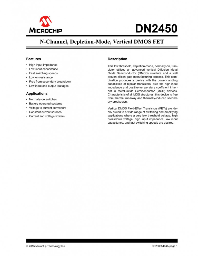 DN2450 datasheet page 1
