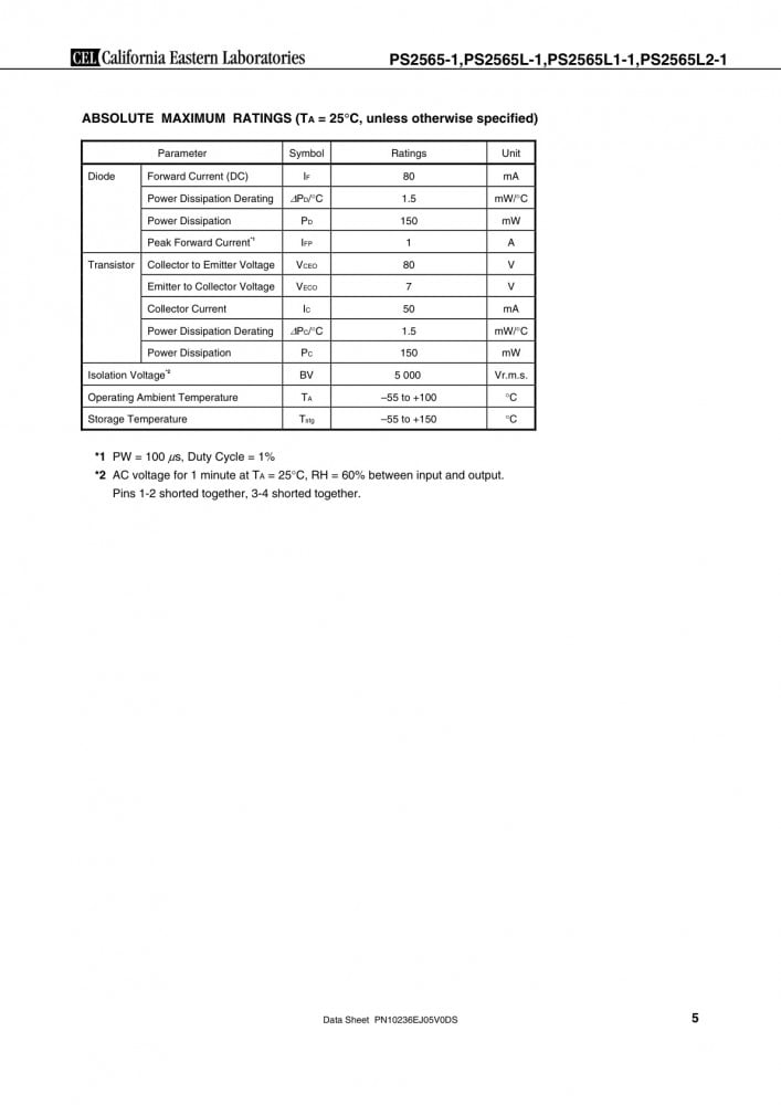PS2565L-1-V-A datasheet page 5
