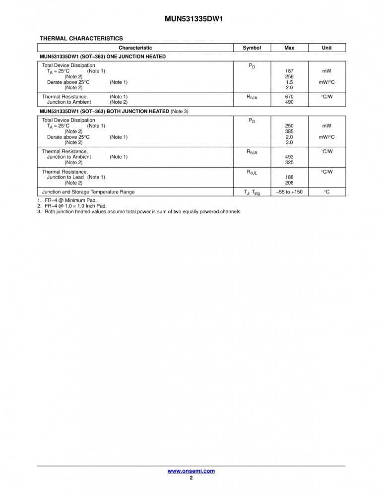 NSVMUN531335DW1T3G datasheet page 3