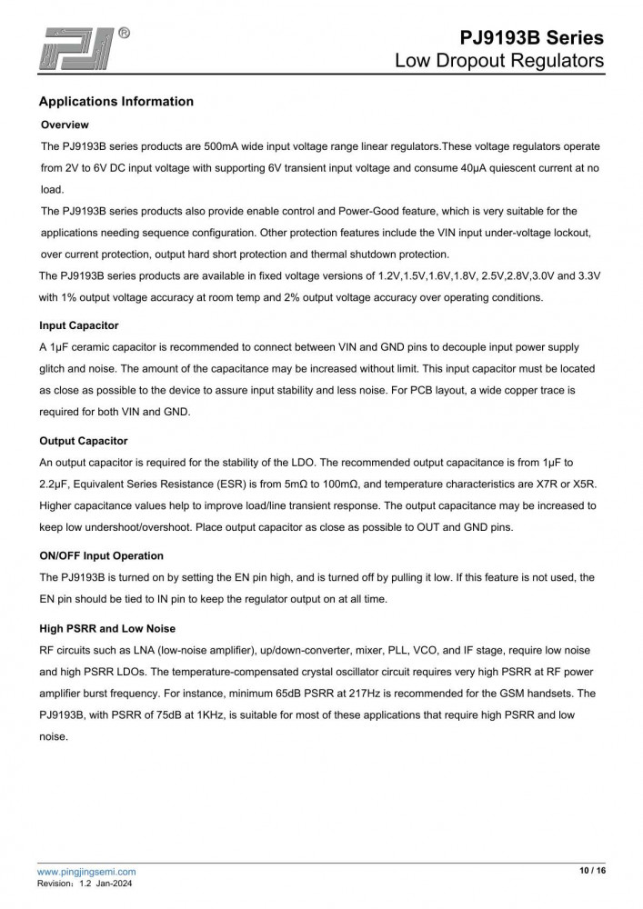 PJ9193B datasheet page 10