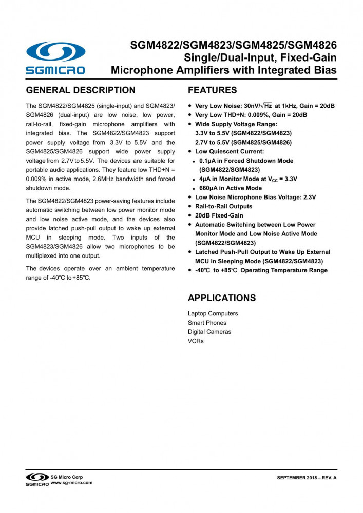 SGM4825 datasheet page 1