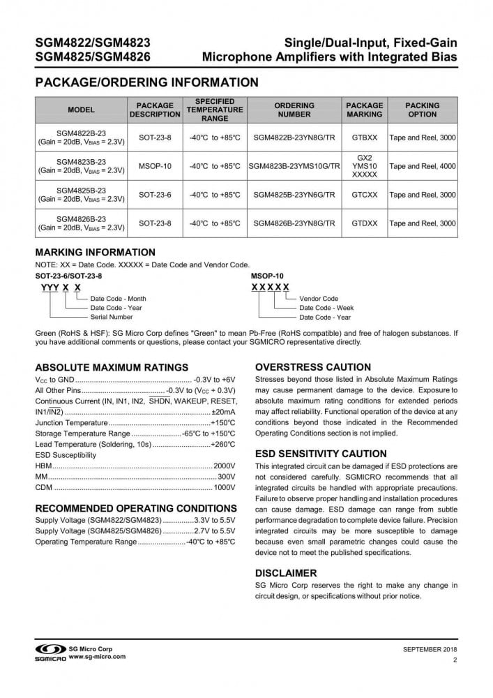 SGM4825 datasheet page 2