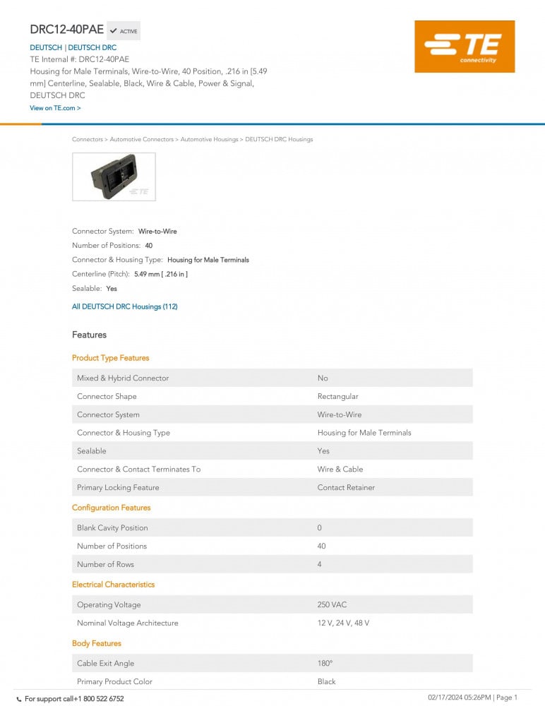 DRC12-40PAE technical document page 1