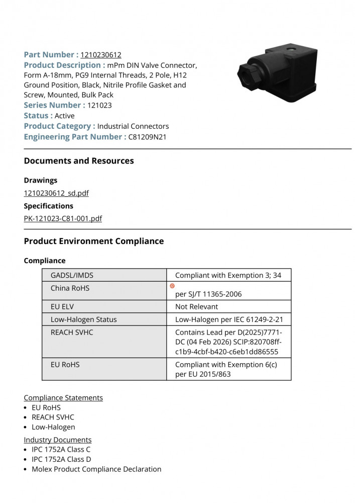 MOLEX C81 packaging specification page image 1