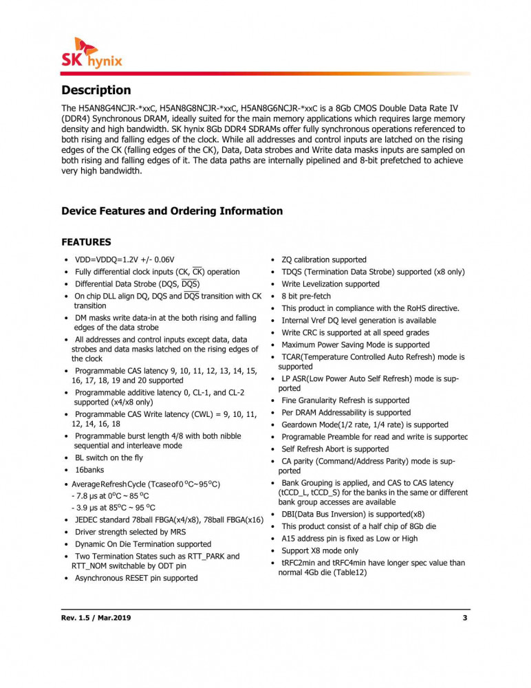 H5AN8G8NCJR datasheet page 3
