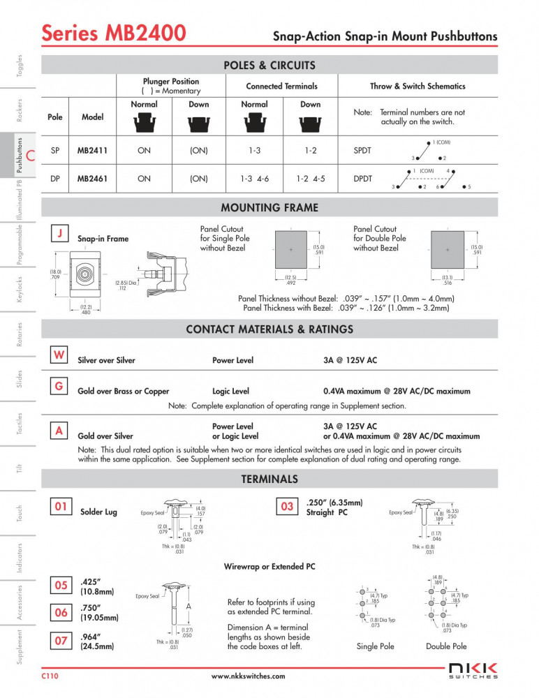 NKK Switches MB series technical document, page 5
