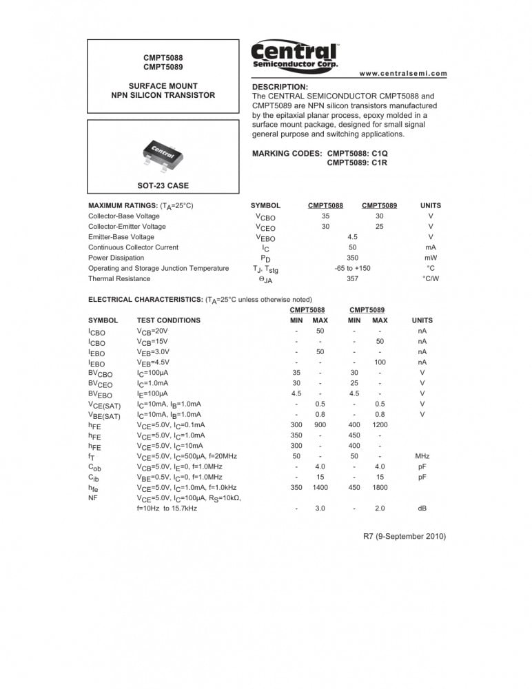 CMPT5088 datasheet page 1