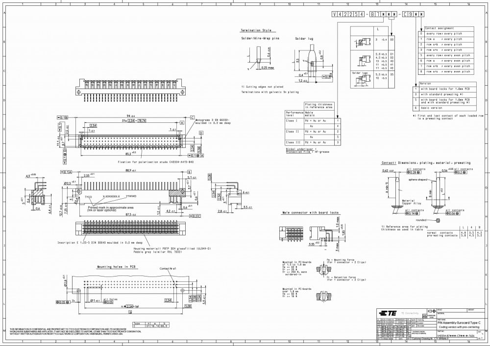 TE Connectivity connector technical drawing page 1