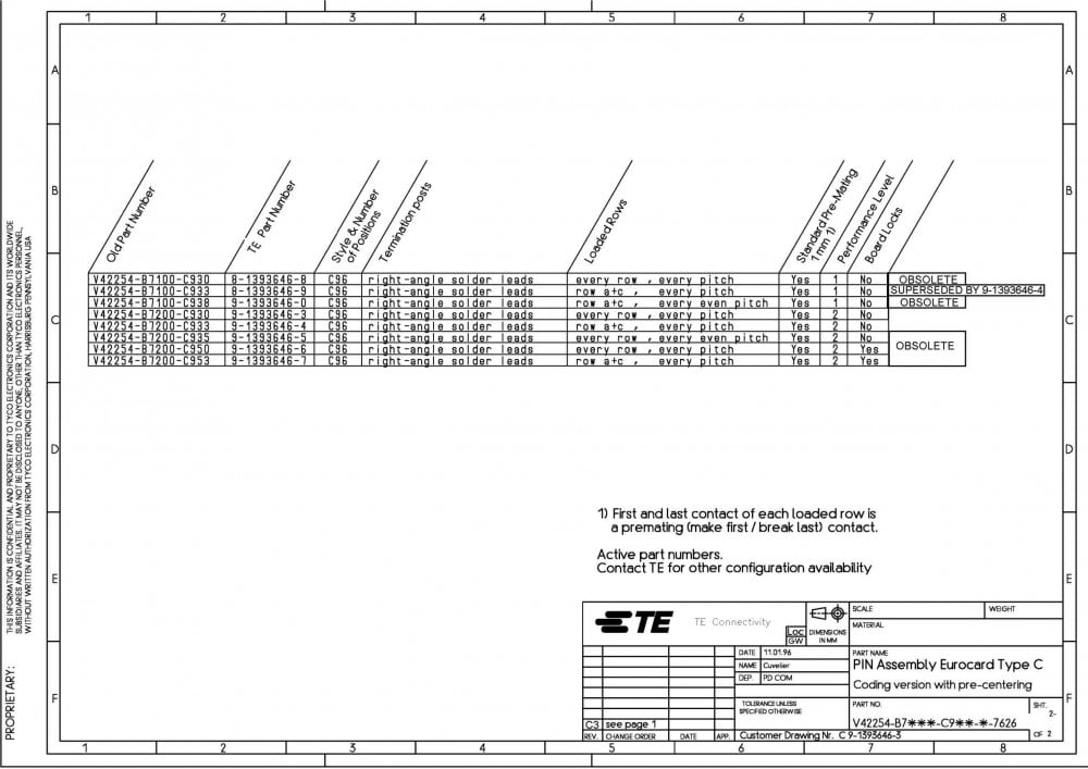 TE Connectivity connector technical drawing page 2