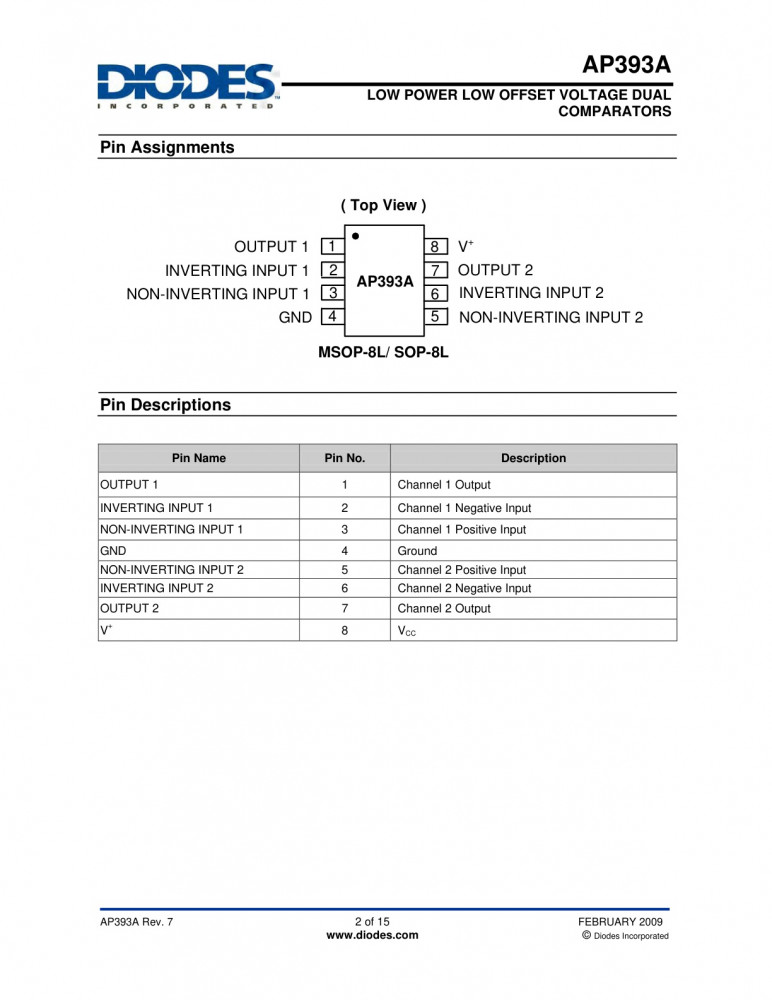 AP393ASG-13 datasheet page 2
