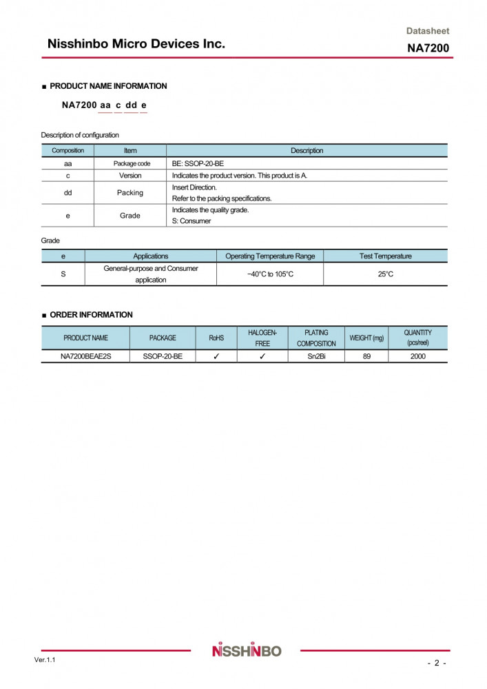 NA7200 technical document page 2