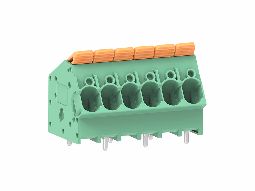 7.50mm Pitch Lever Activated Fixed Mount PCB Terminal Block, 35° Wire Entry, Left Rear Terminal, 6 Circuits for sale