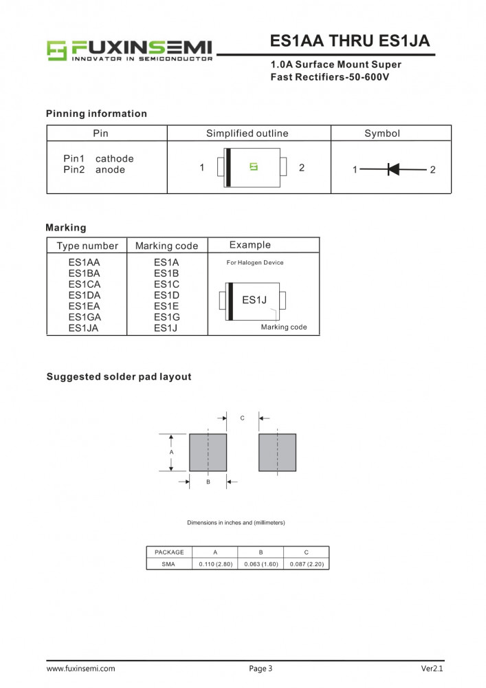 ES1JA datasheet page 3
