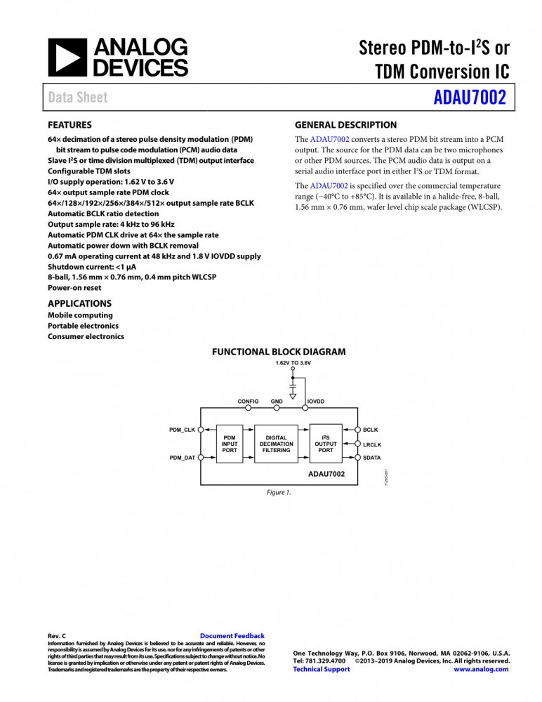 ADAU7002 datasheet page 1