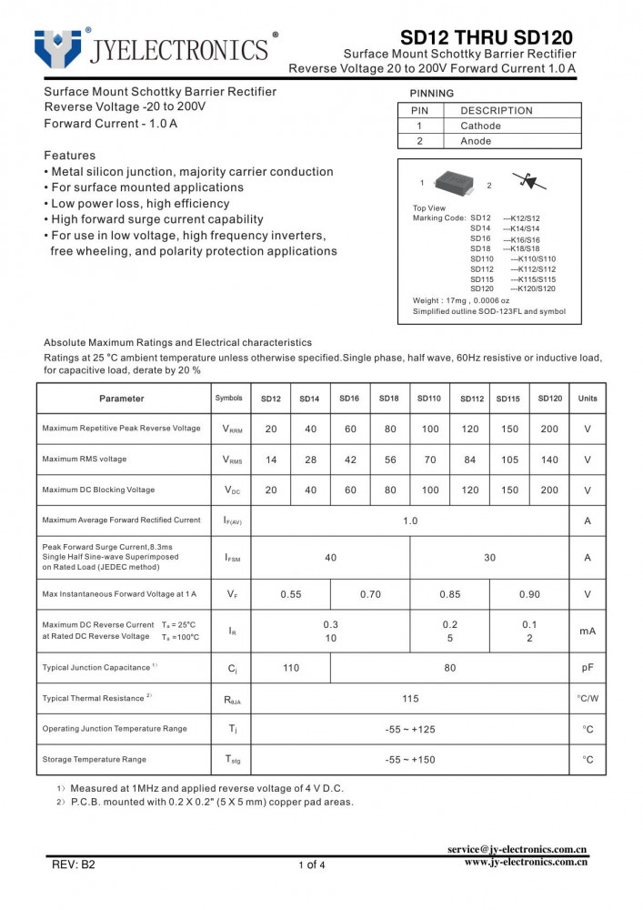 SD16X datasheet page 1