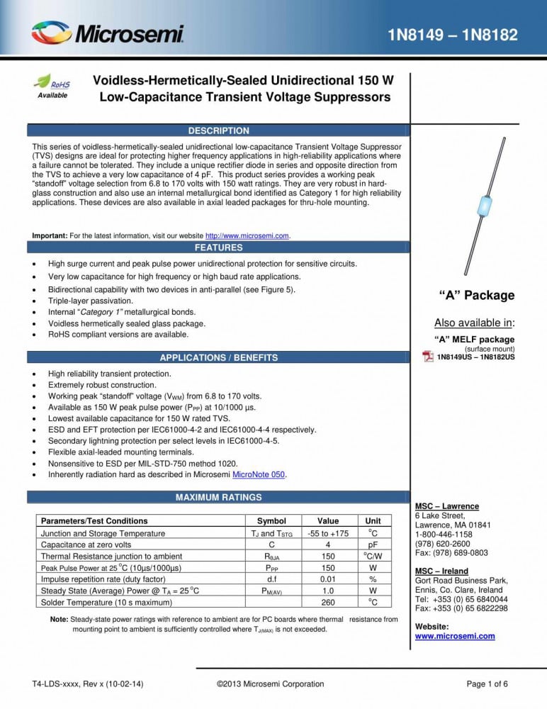 MV1N8172US/TR datasheet page 1