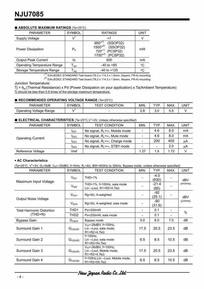 NJU7085 technical document page 4