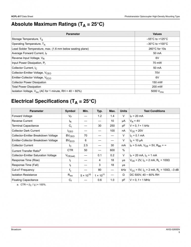 HCPL-817 datasheet page 5