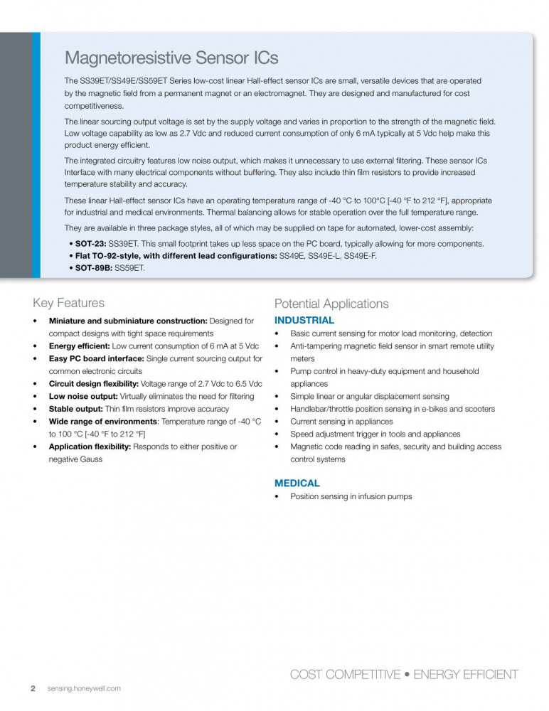 Honeywell SS39ET datasheet page 2