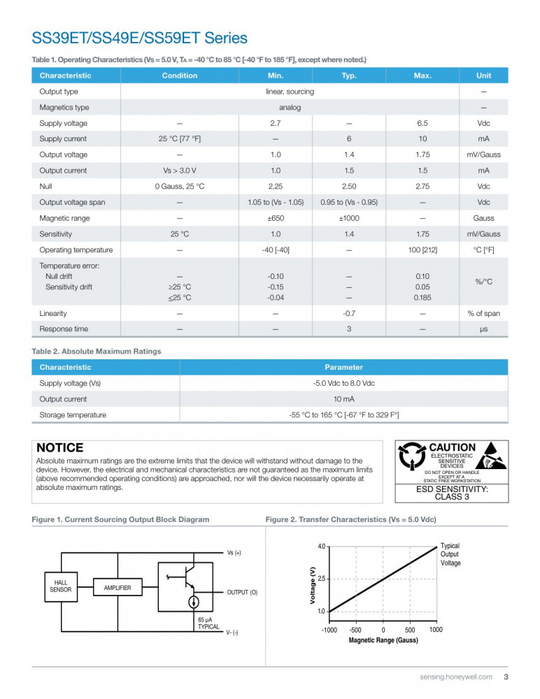 Honeywell SS39ET datasheet page 3