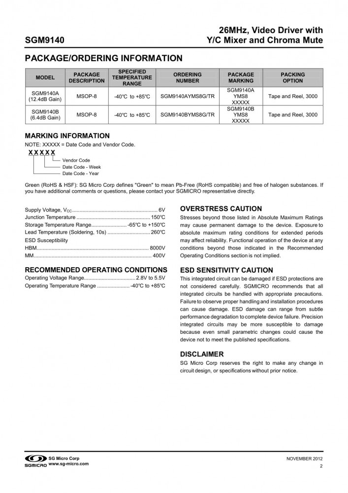 SGM9140 datasheet page 2