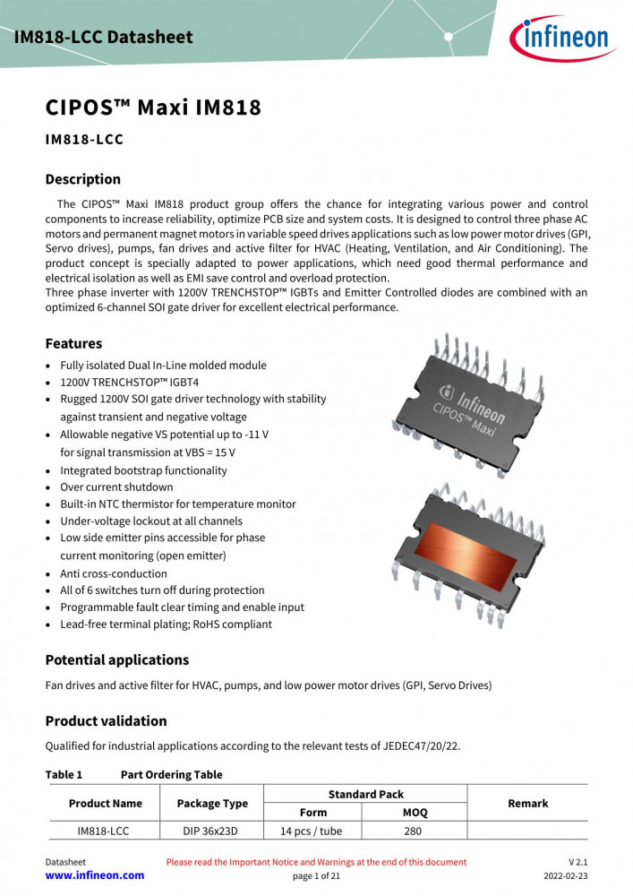 IM818-LCC datasheet page 1